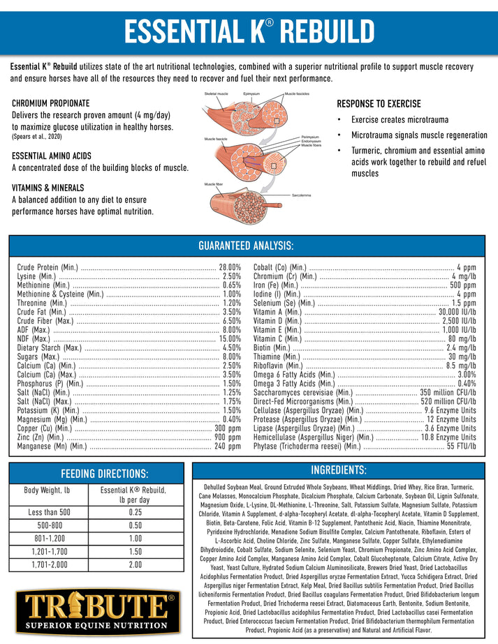 Essential K® Rebuild with Turmeric & Chromium for Horses | Tribute® – Tribute Equine Nutrition