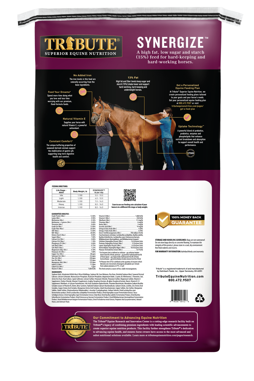 Low NSC, High-Fat Pelleted Horse Feed: Synergize®