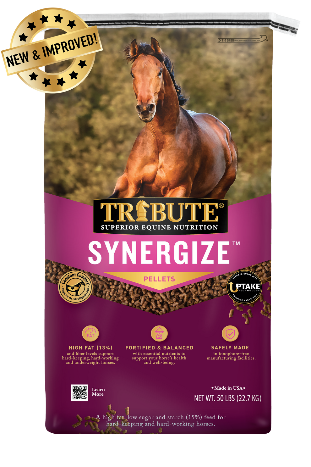 Low NSC, High-Fat Pelleted Horse Feed: Synergize®